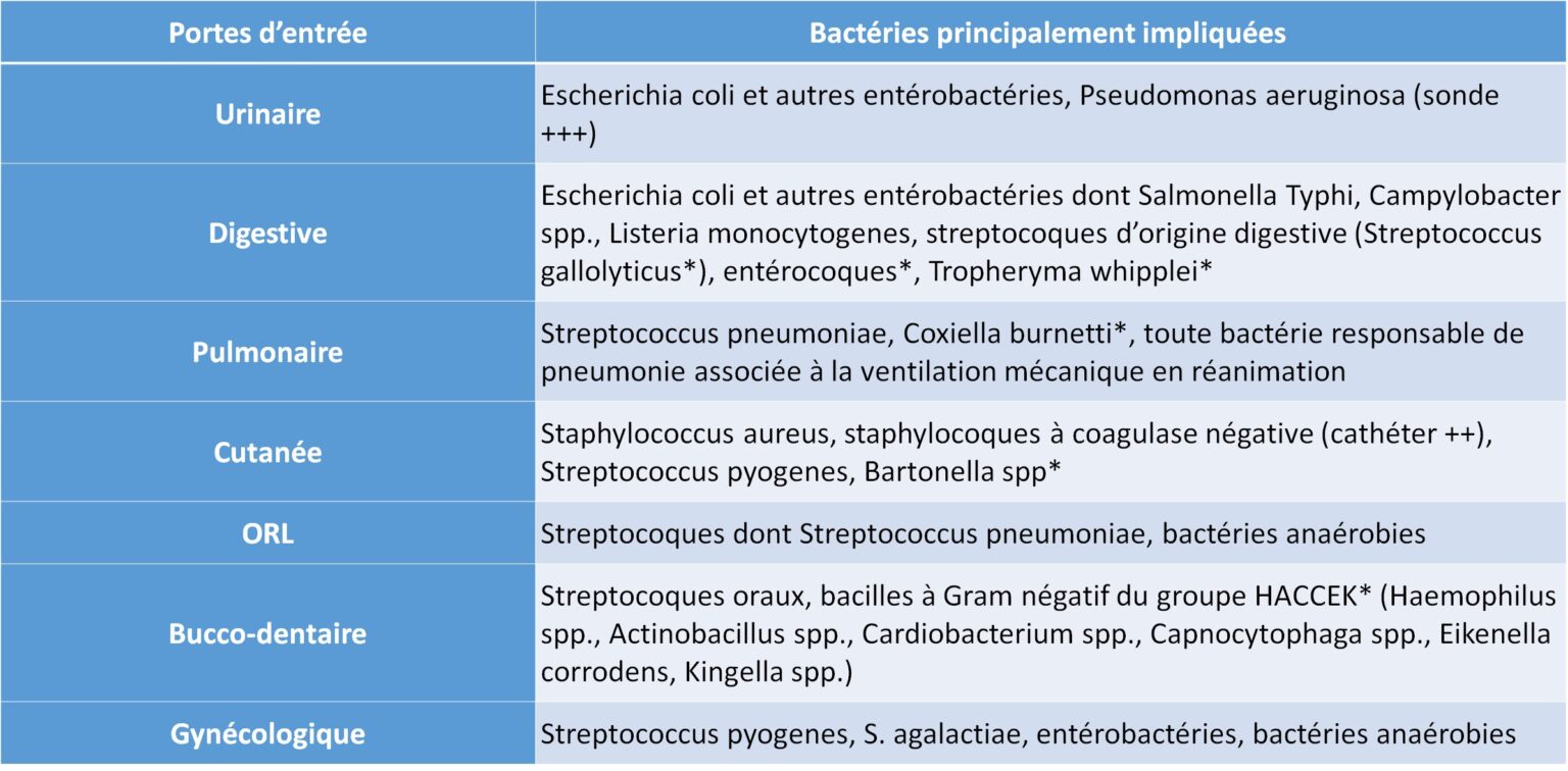Bactériémies et endocardites infectieuses